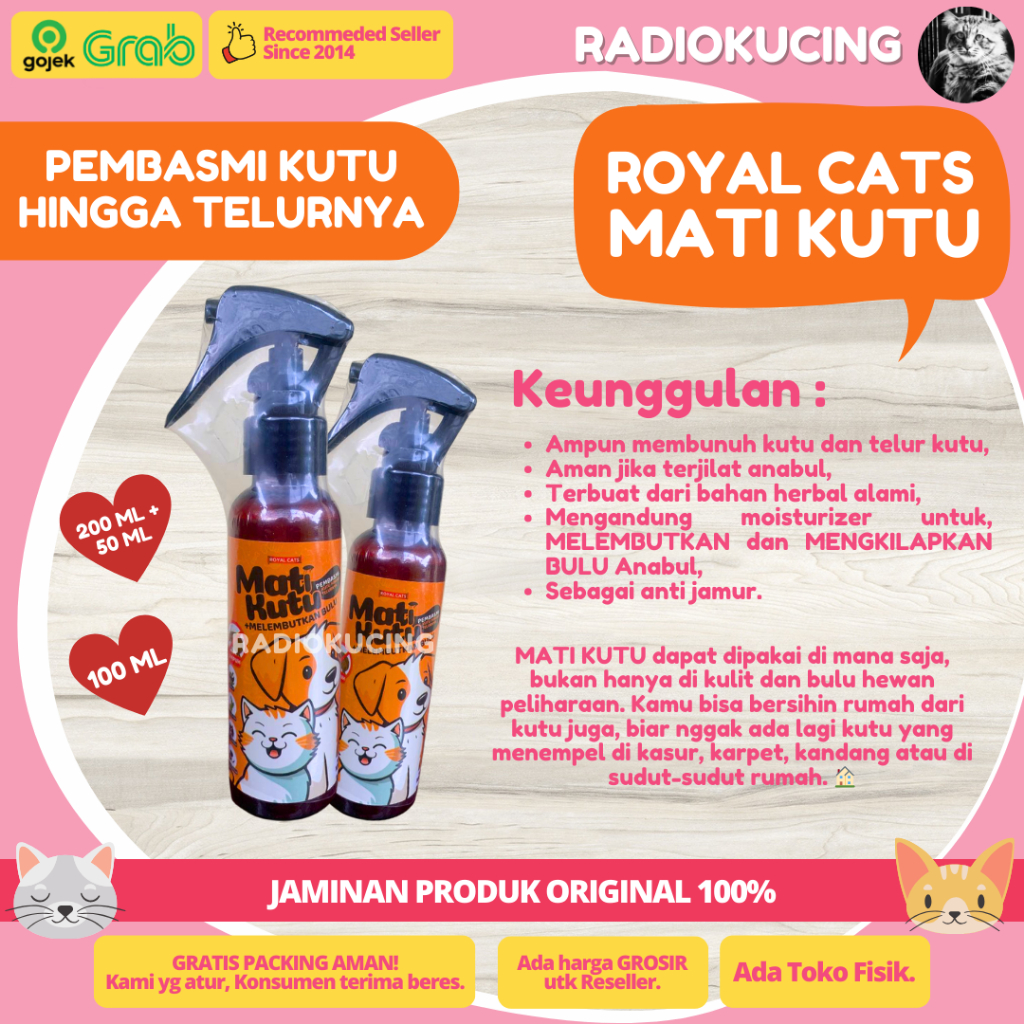 Jual Royal Cats MATI KUTU Pembasmi Kutu & Melembutkan Bulu Kucing ...