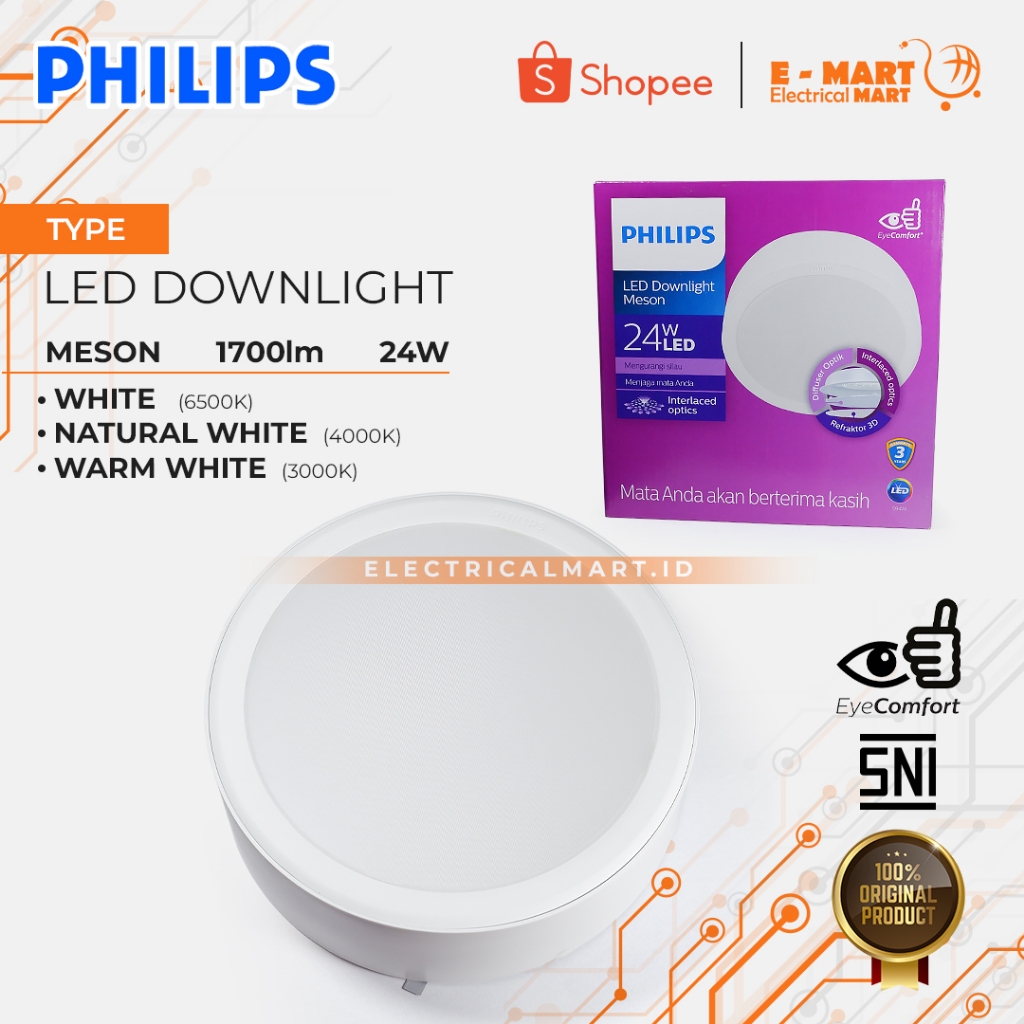 Jual PHILIPS LED Downlight Meson Tempel/OB 24W Bulat | Shopee Indonesia