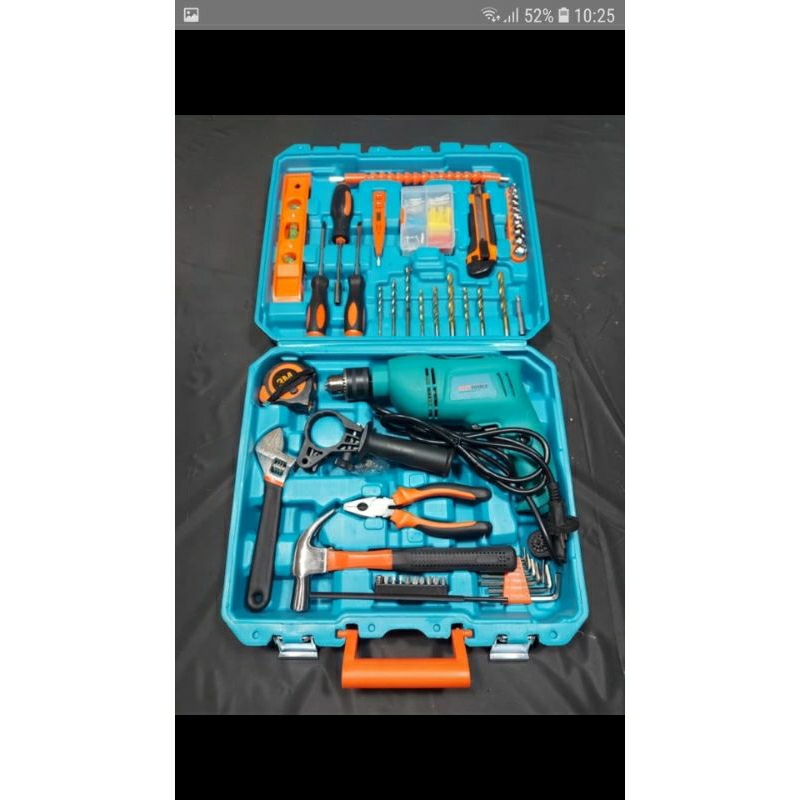 Jual Mesin Bor Elektrik 13 mm Impact Drill Besi Beton Kayu + Tool Kit ...