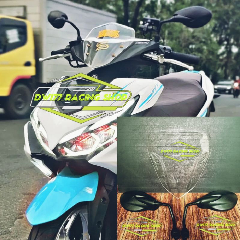 Jual Paket Visor Aerox 155 New Model Standar Plus Spion X1 Hitam Polos ...
