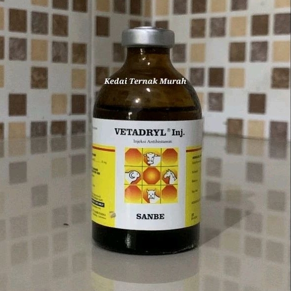 Jual Vetadryl 50ml inj Obat Alergi Antihistamin Hewan Sapi Kuda Kambing ...
