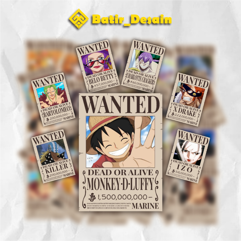 Jual Poster Bounty One Piece Terbaru Poster Wanted Paket Komplit SHP ...