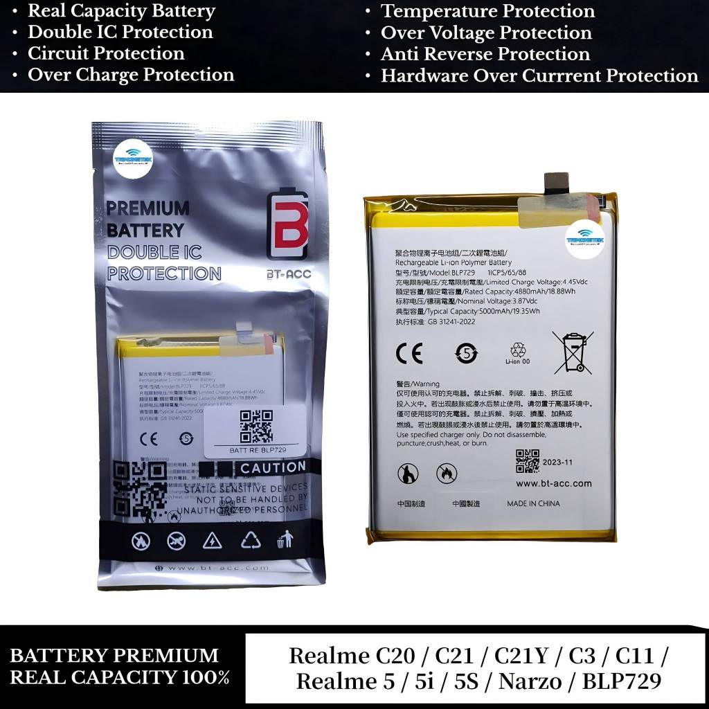 Jual Baterai PREMIUM BATTERY BT-ACC Realme C20 / C21 / C21Y / C3 / C11 ...
