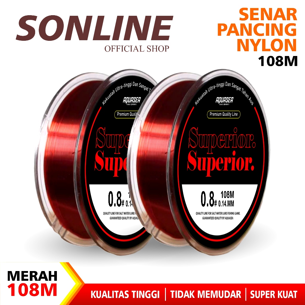 Jual SONLINE - Tali Pancing 108meter Warna Merah Senar Pancing Bahan ...