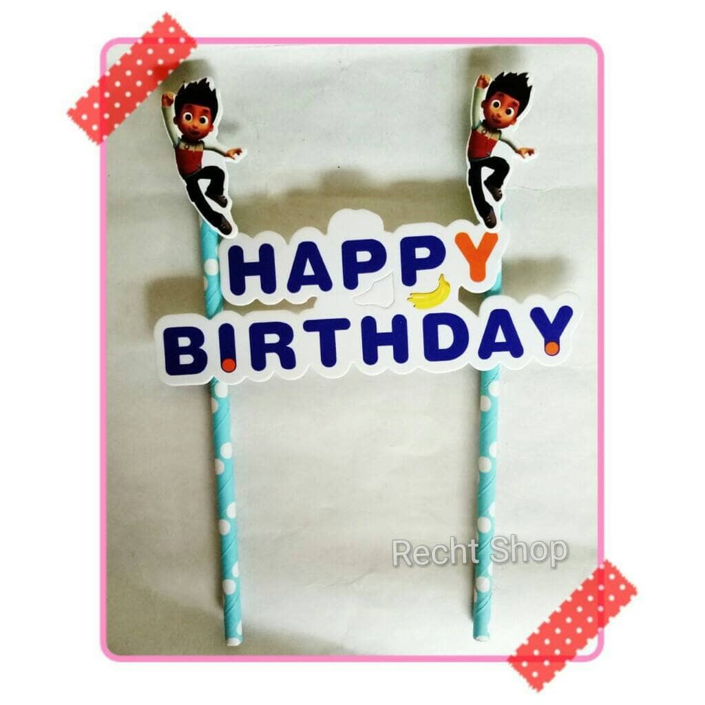 Jual cake topper sedotan hiasan kue ulang tahun tema Ryder Paw Patrol ...