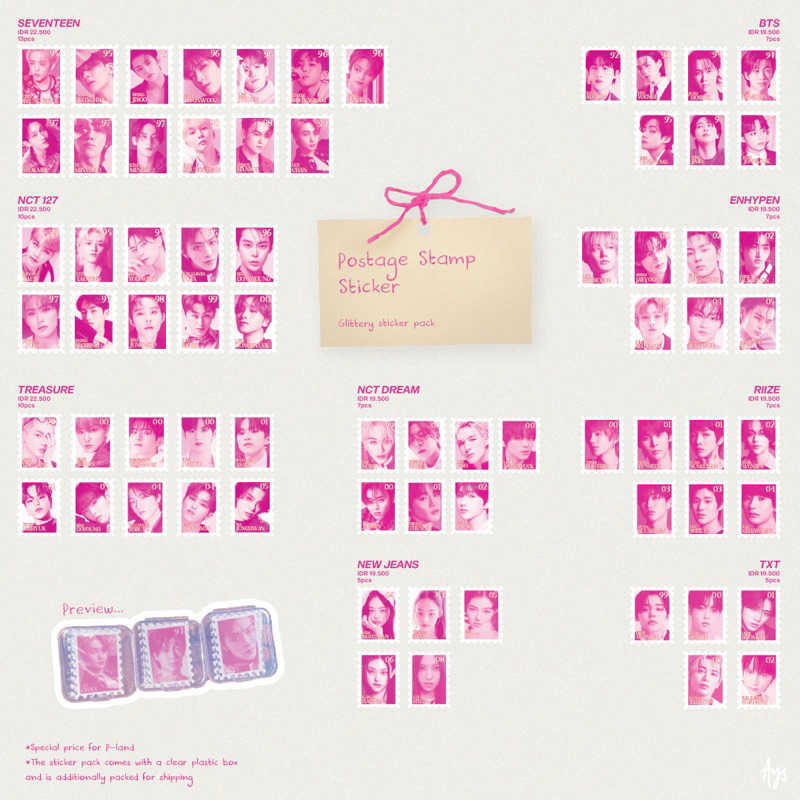 Jual [READY STOCK] Postage Stamp Sticker SVT NCT RIIZE BTS TXT TREASURE ...