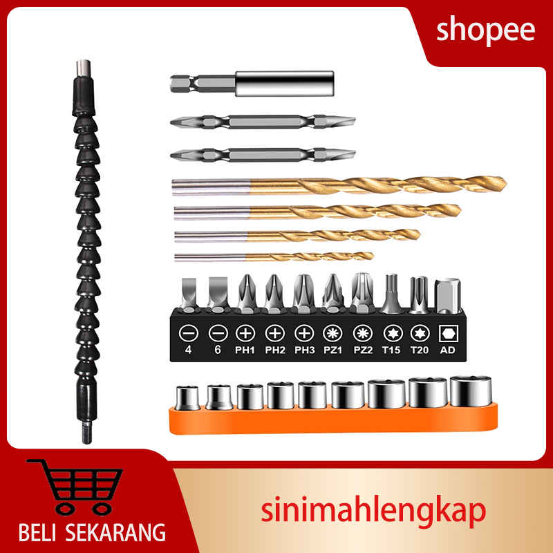 Jual 27 Pcs Mata Bor Obeng Set Bor Dinding Kayu Lubang Sekrup Tangan ...