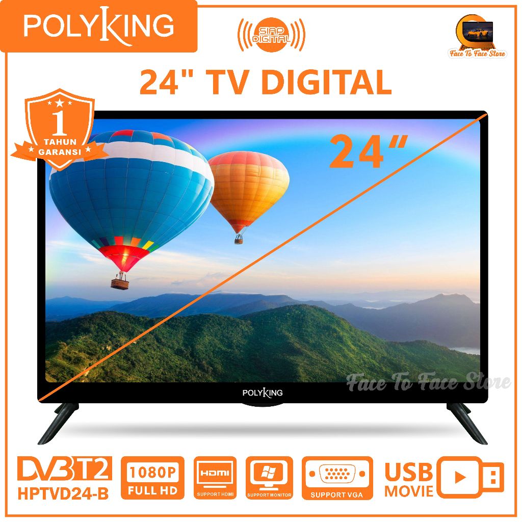 Jual TV Digital 24 inch-B.TV Tanpa Set Top Box.TV Monitor.Polyking.DVB ...