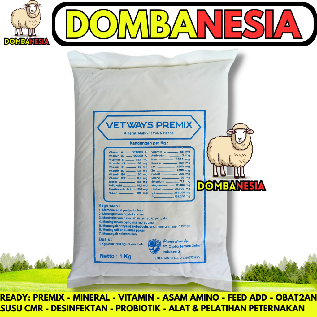 Jual VETWAYS PREMIX 1KG - Premix Mineral Multivitamin Kambing Domba Sapi Babi | Shopee Indonesia