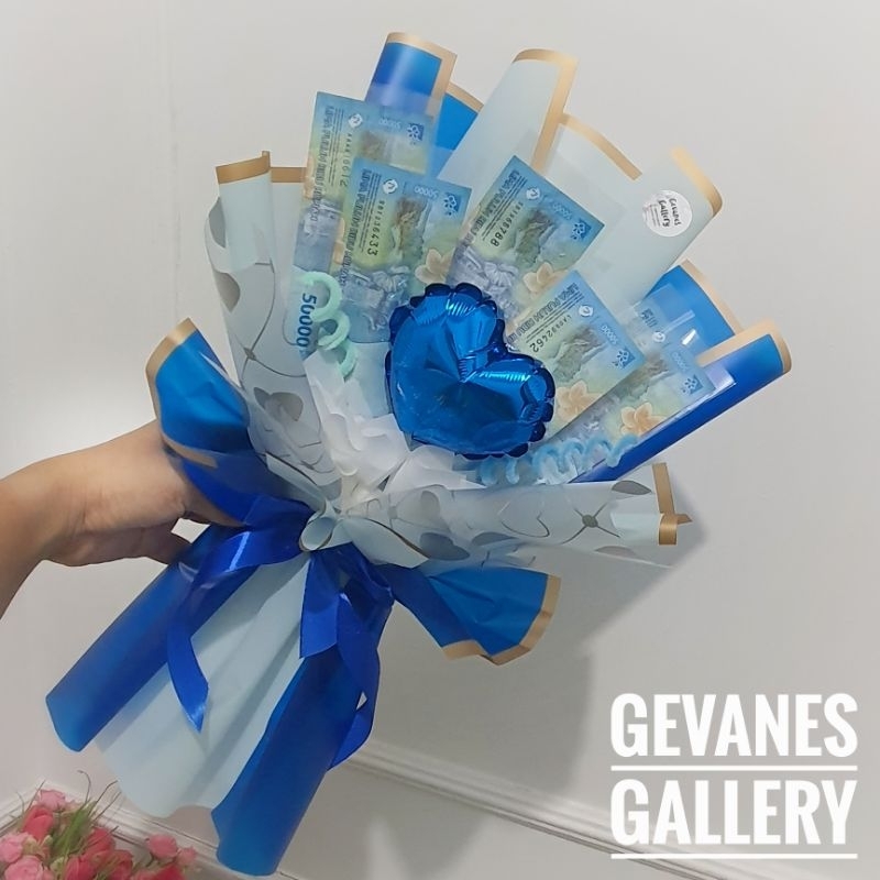 Jual money buket , buket uang 5 lembar ukuran S bisa custom warna ...