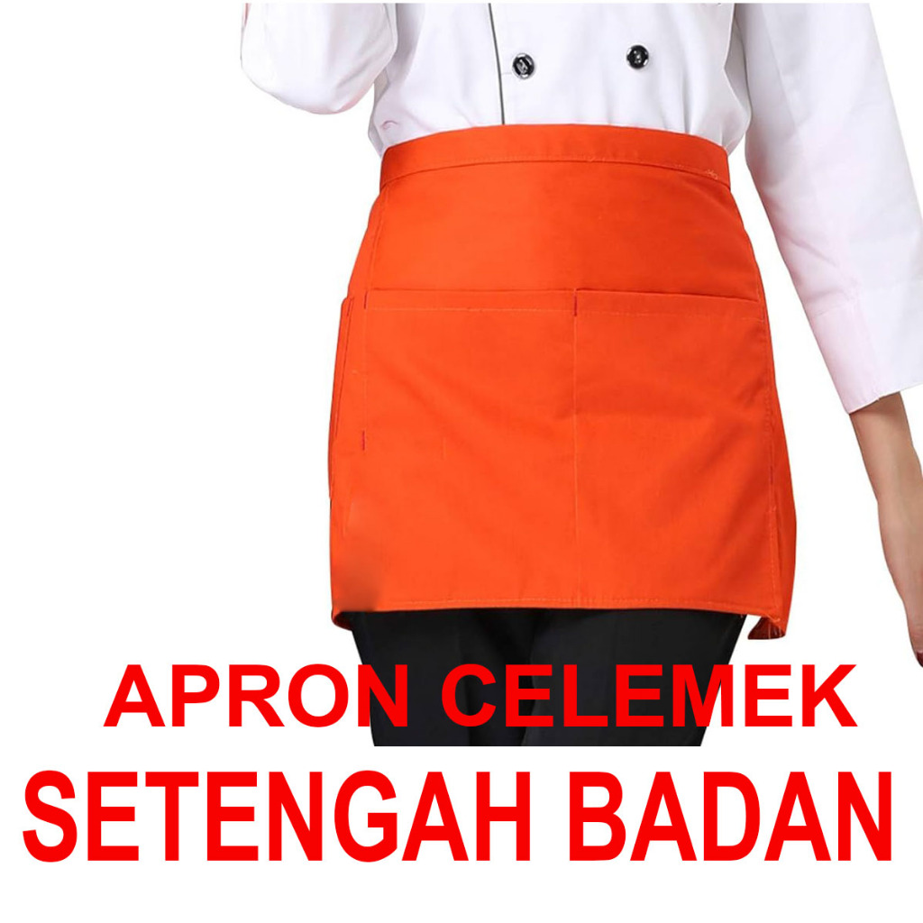 Jual Alat Masak praktis Celemek SETENGAH BADAN polos apron bahan drill ...