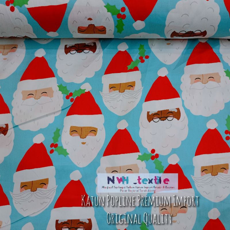 Jual KAIN KATUN POPLINE PREMIUM IMPORT MOTIF NATAL | Shopee Indonesia