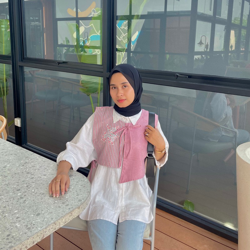 Jual bilula- Kinjani vest batik | vest asimetric | vest | Shopee Indonesia