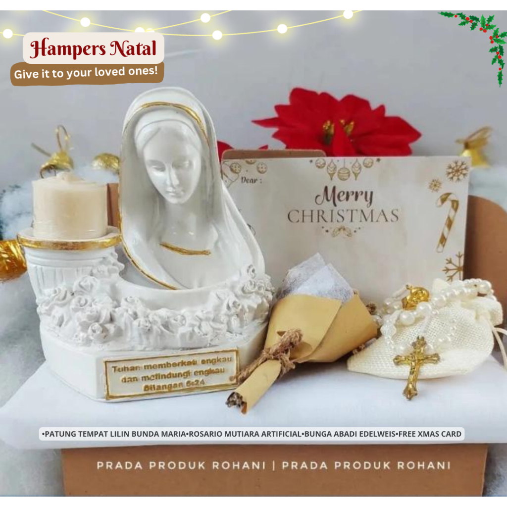 Jual Hampers Natal istimewa/Patung Lilin Bunda Maria/Rosario mutiara ...