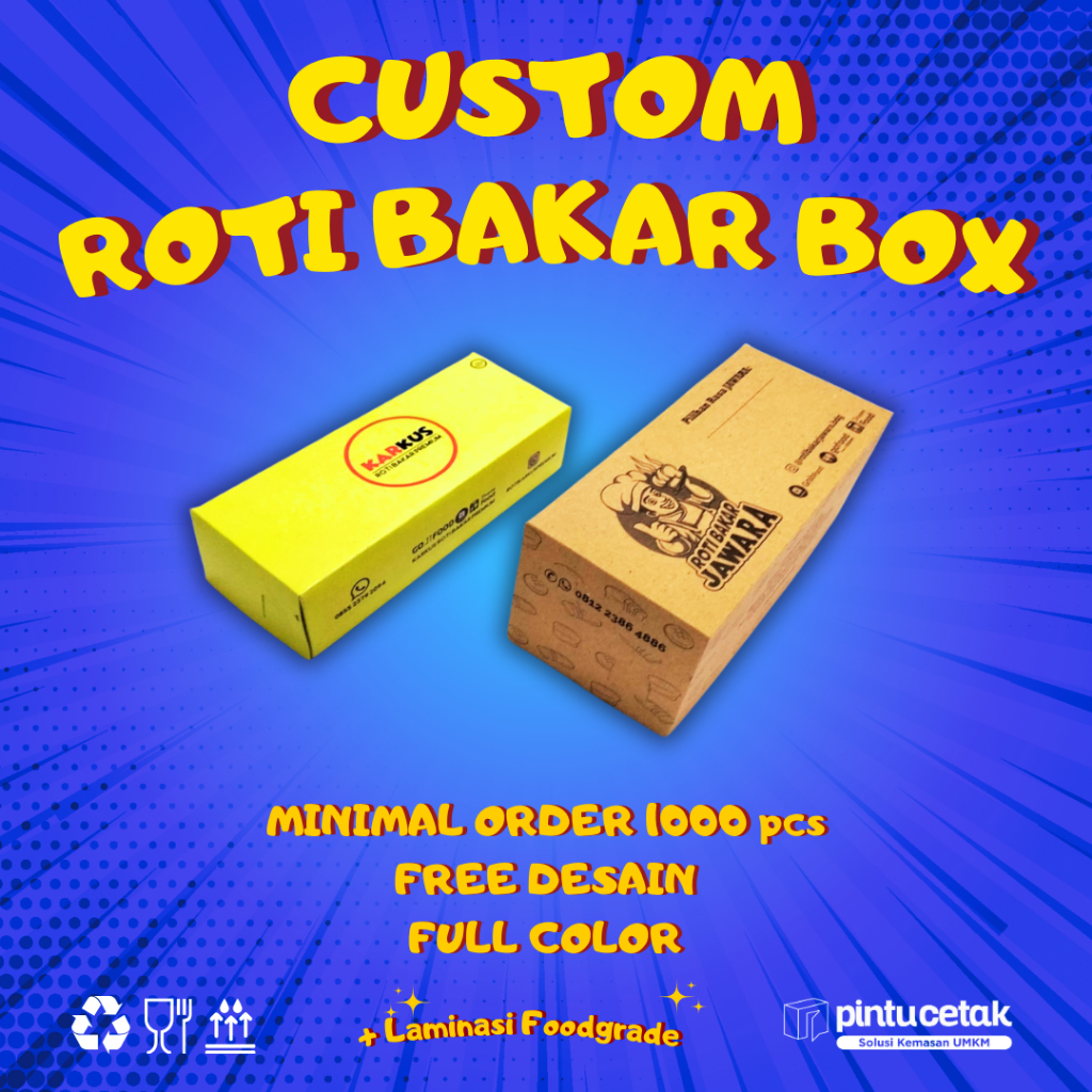 Jual CUSTOM DESIGN ROTI BAKAR BOX Makanan Paper Kraft, MIN ORDER 1000 ...