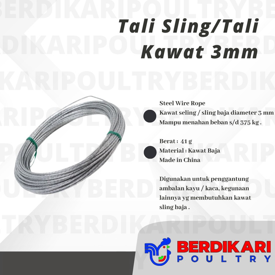 Jual Tali Kawat Baja/Kabel Seling 3 MM - Alat Ternak Kandang Ayam | Shopee Indonesia