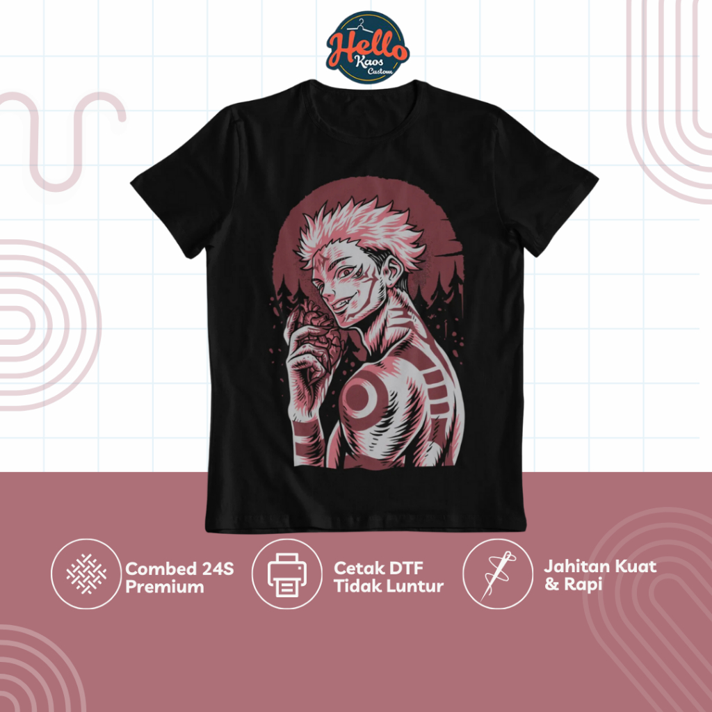 Jual Kaos Motif Anime Figure Sukuna Jujutsu Kaisen Sablon Dtf Bahan ...