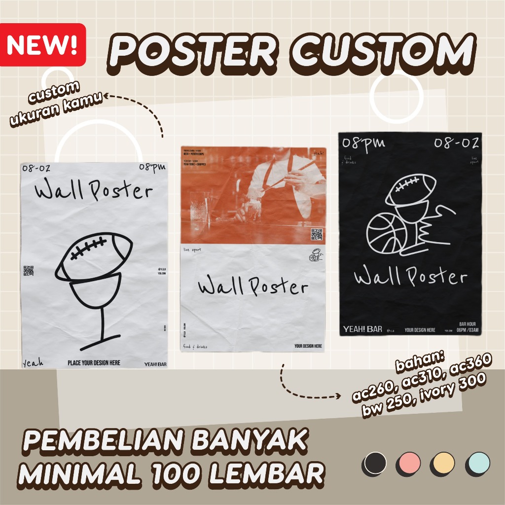 Jual Pembelian Minimal 100 Lembar - Cetak Poster Custom A3 1 Sisi ...