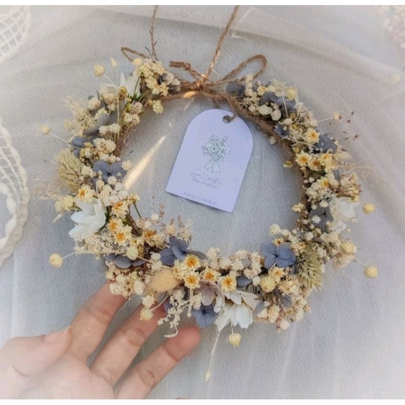 Jual Grey Dried Flower Crown with Packaging Box | Shopee Indonesia