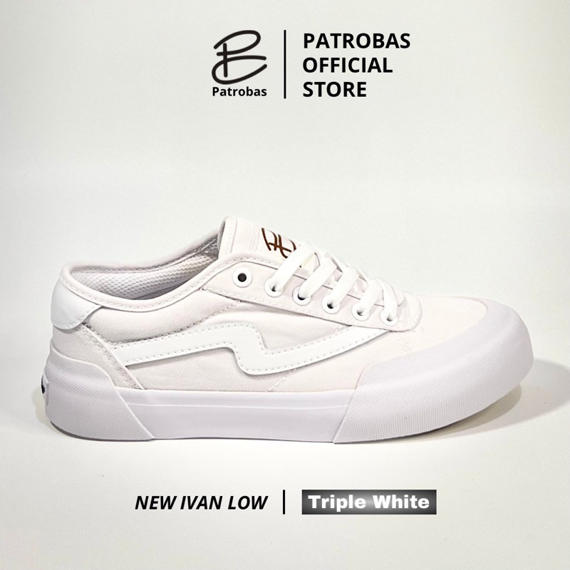 Jual SEPATU PATROBAS NEW IVAN LOW TRIPLE WHITE ORIGINAL FREE KAOS KAKI ...