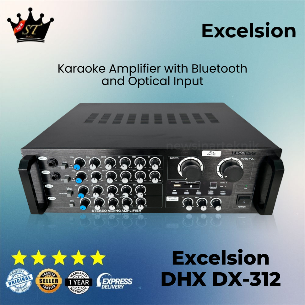 Jual Amply Karaoke Power Amplifier Mixer Ampli 440 Watt 2 Channel Bluetooth Optical Excelsion ...