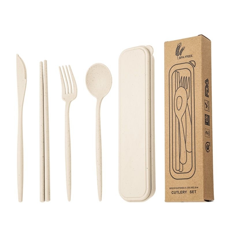 Jual Alat Makan Sendok Jerami/Sendok Sumpit Garpu Set Gandum | Shopee ...