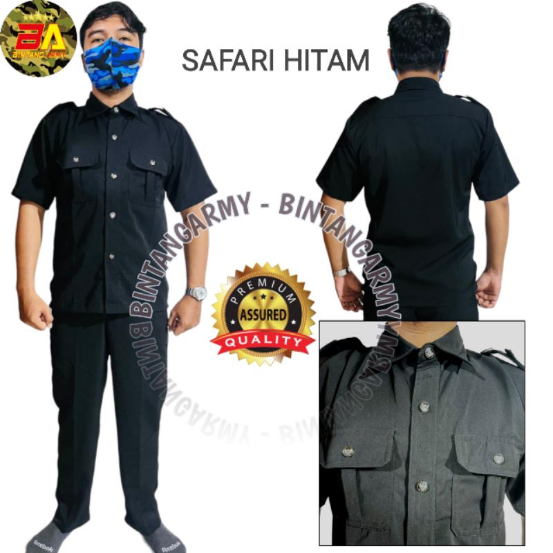 Jual Seragam Safari Hitam Pendek / Seragam Supir / Seragam Security ... Jual Seragam Safari Hitam Pendek / Seragam Supir / Seragam Security ...