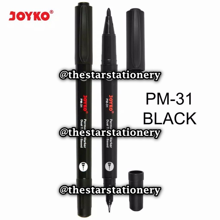 Jual (1 Biji) GROSIR Permanent Marker Joyko PM-31 Dual Tip Hitam ...