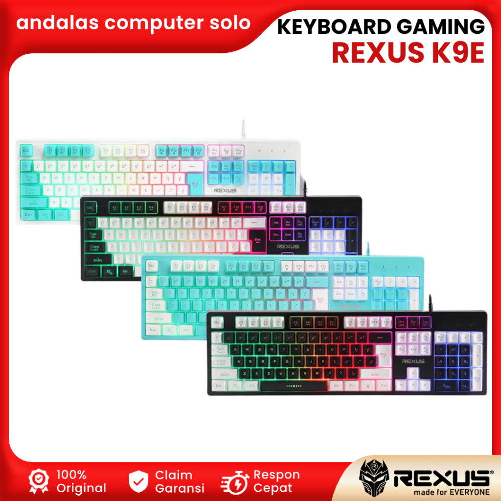 Jual KEYBOARD GAMING GAME REXUS BATTLEFIRE K9E RAINBOW FULLSIZE BLACK ...