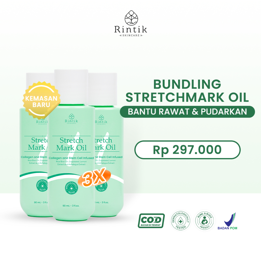Jual Paket Bundling Rintik Skincare Stretch Mark Oil (3pcs) - Pemudar Stretchmark Selulit Bekas ...