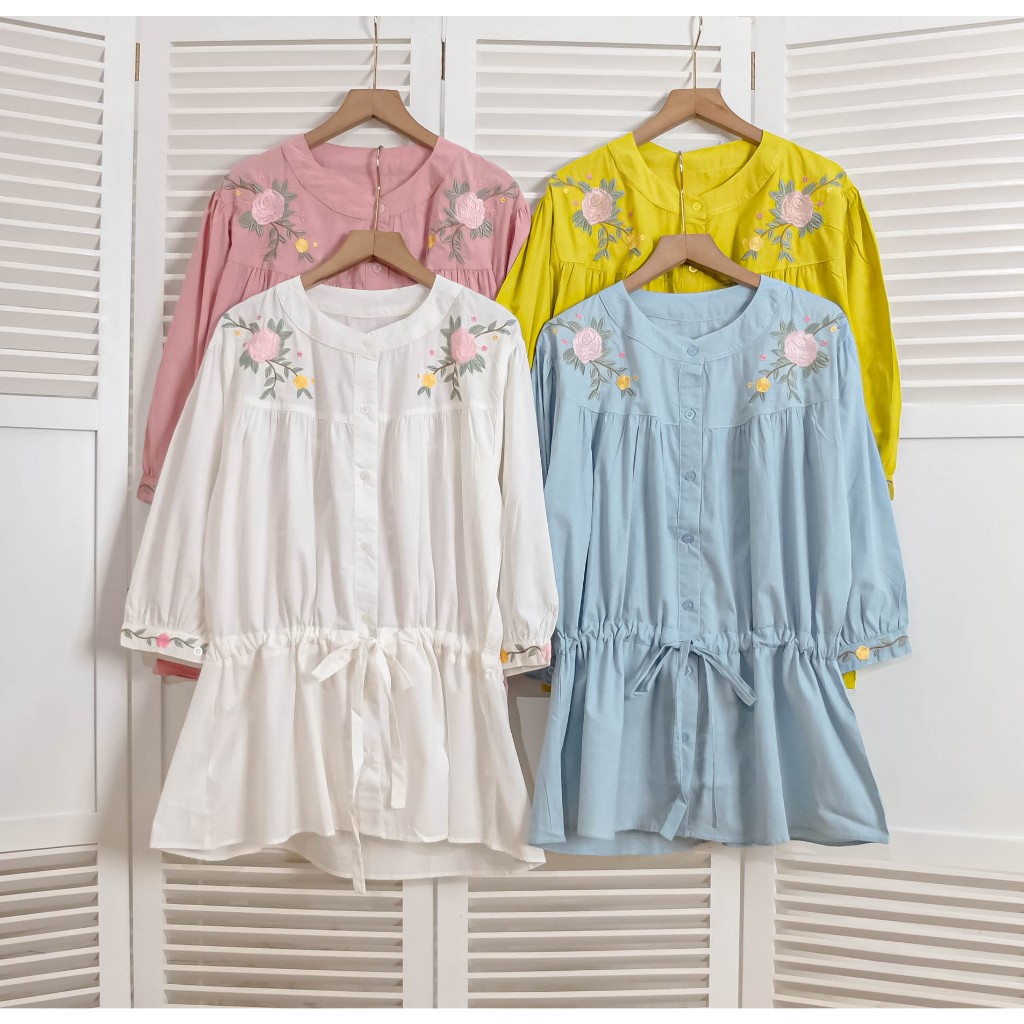 Jual WEEKLY.CO - Atasan Baju Blouse Kantor Bordir Katun Poplin PREMIUM ...