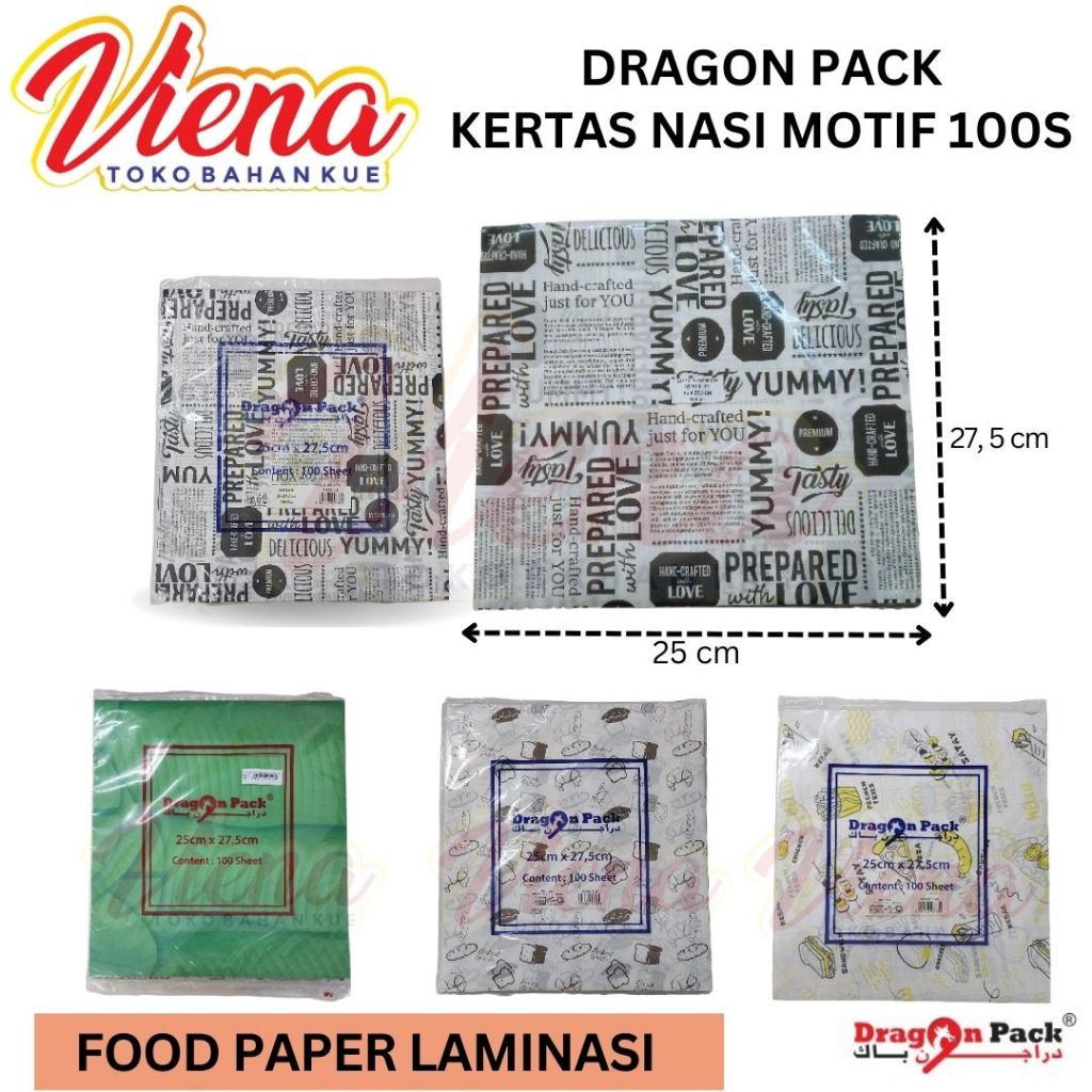 Jual Kertas Nasi Motif isi ±100 Lembar / Dragon Pack Kertas Nasi ...