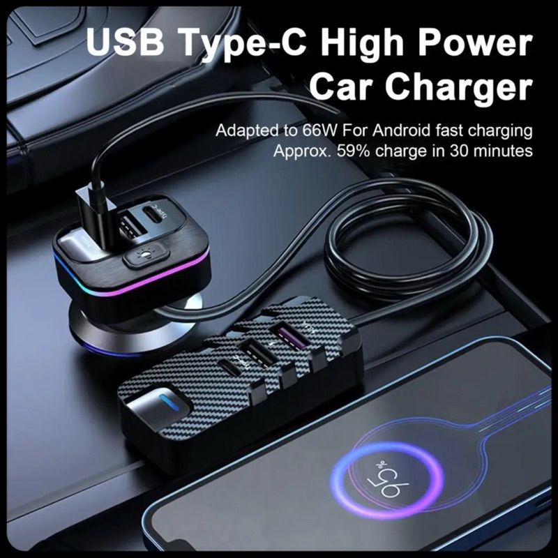Jual Car USB Charger Mobil 81 Watt Quick Charger Multi Port 2TYPE-C+ ...