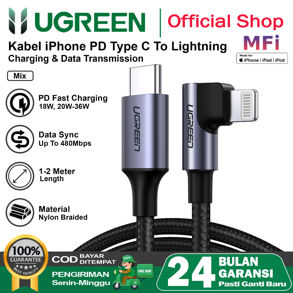 Jual UGREEN Kabel iPhone Gaming Lightning MFi Fast Charging 60763 ...