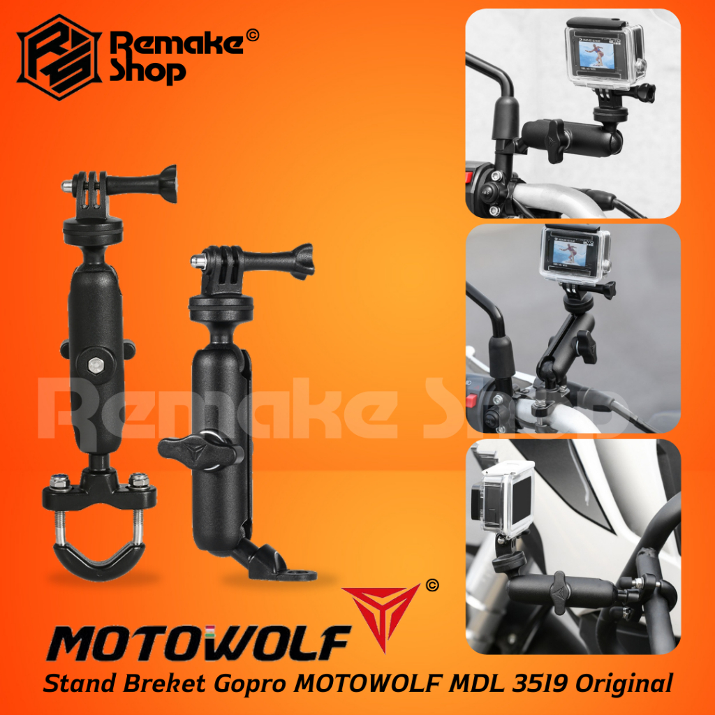 Jual MOTOWOLF Original Mounting Breket Gopro Action Cam Stang Spion ...