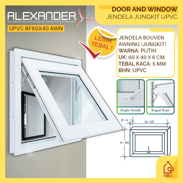 Jual JENDELA JUNGKIT UPVC ALEXANDER 60 X 40 / JENDELA SWING / BOUVEN ...