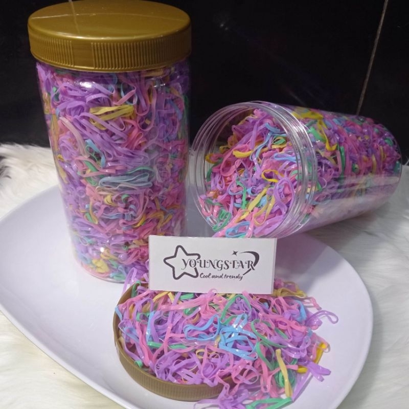 Jual karet rambut warna sugus toples besar | Shopee Indonesia