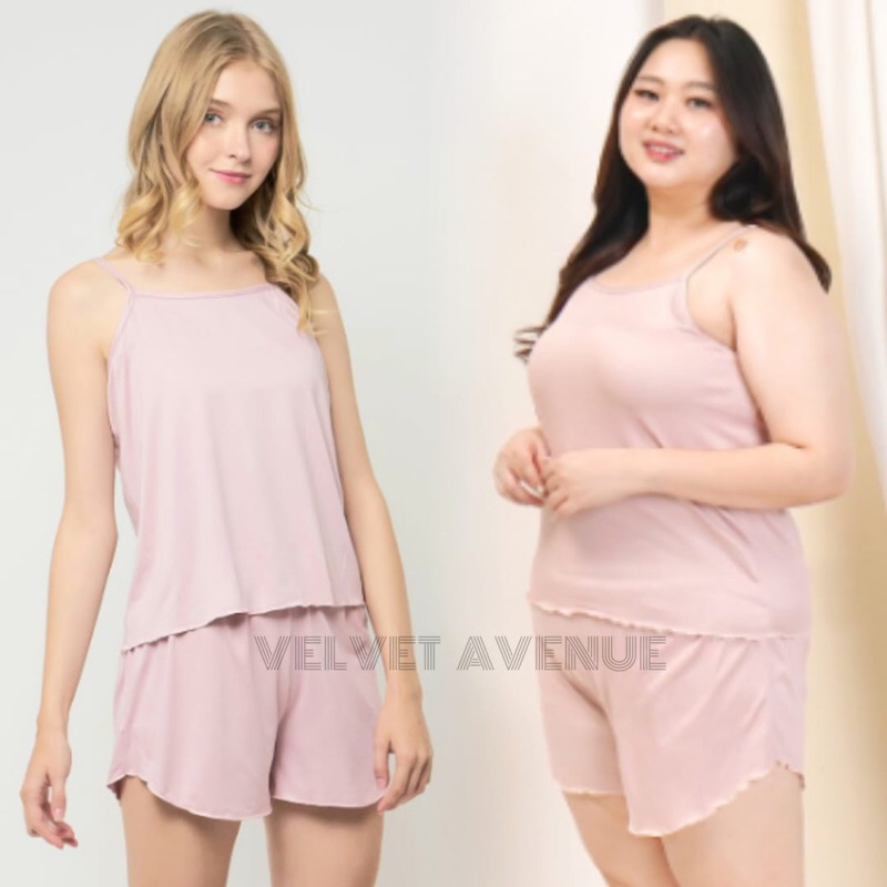 Jual MERYL-Camisole Setelan Piyama Kamisol Jumbo Bigsize XL XXL Wanita Baju Tidur Polos Katun ...