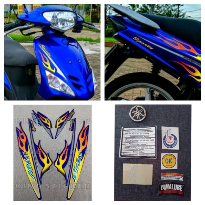 Jual STRIPING STIKER YAMAHA MIO SPORTY TAHUN 2006 MOTIF API WARNA BIRU ...