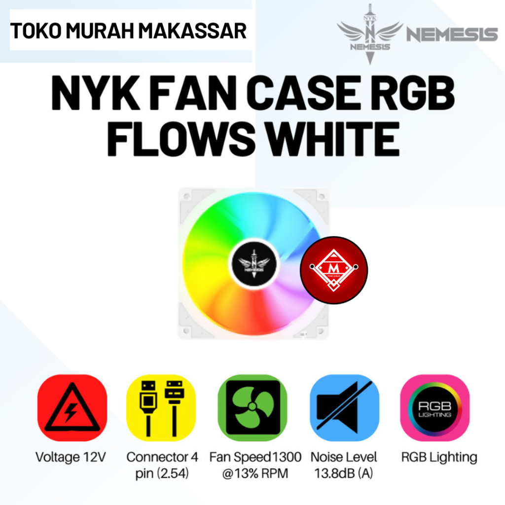Jual NYK Nemesis Fan Case Led RGB Flows/ Kipas Casing Flows White ...