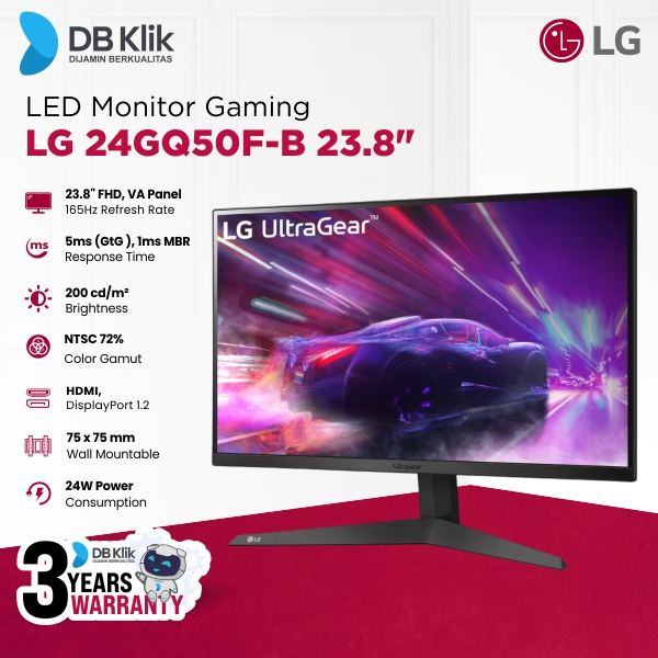Jual LED Monitor Gaming LG 24GQ50F-B 23.8" 165Hz VA 1ms FHD HDMI DP | Shopee Indonesia
