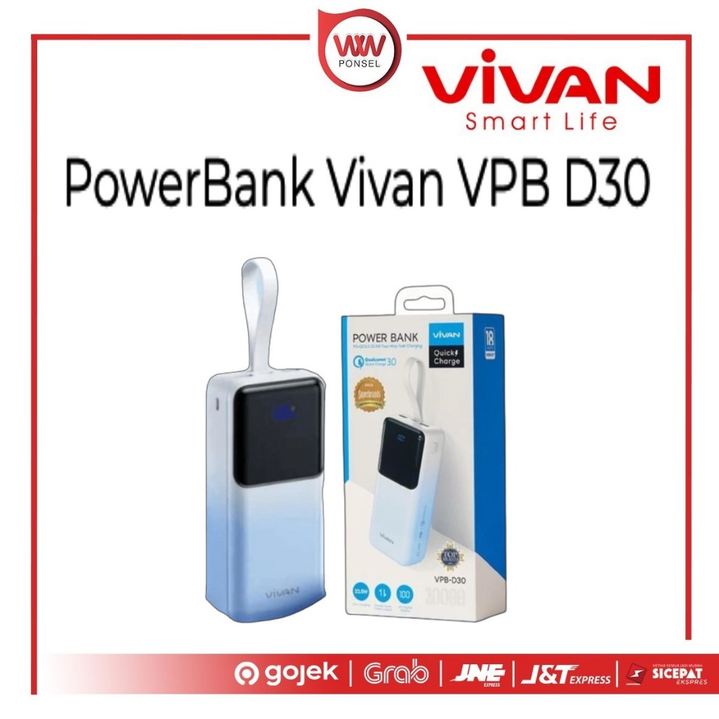 Jual VIVAN VPB-D30 Powerbank 30000mAh 3 Output Fast Charging 22.5W ...