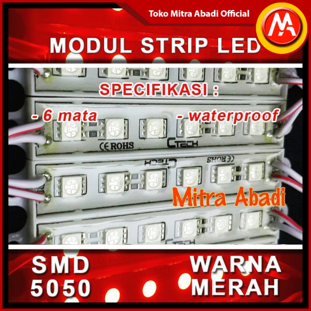 Jual LED Modul 6 Mata Strip SMD 5050 Red/Merah DC 12V | Shopee Indonesia