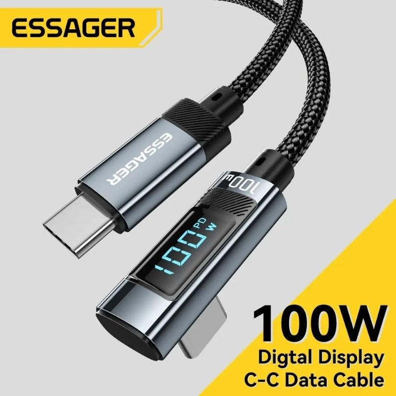 Jual Essager Type-C to C 5A 100W Digital Display Elbow Data Cable ...