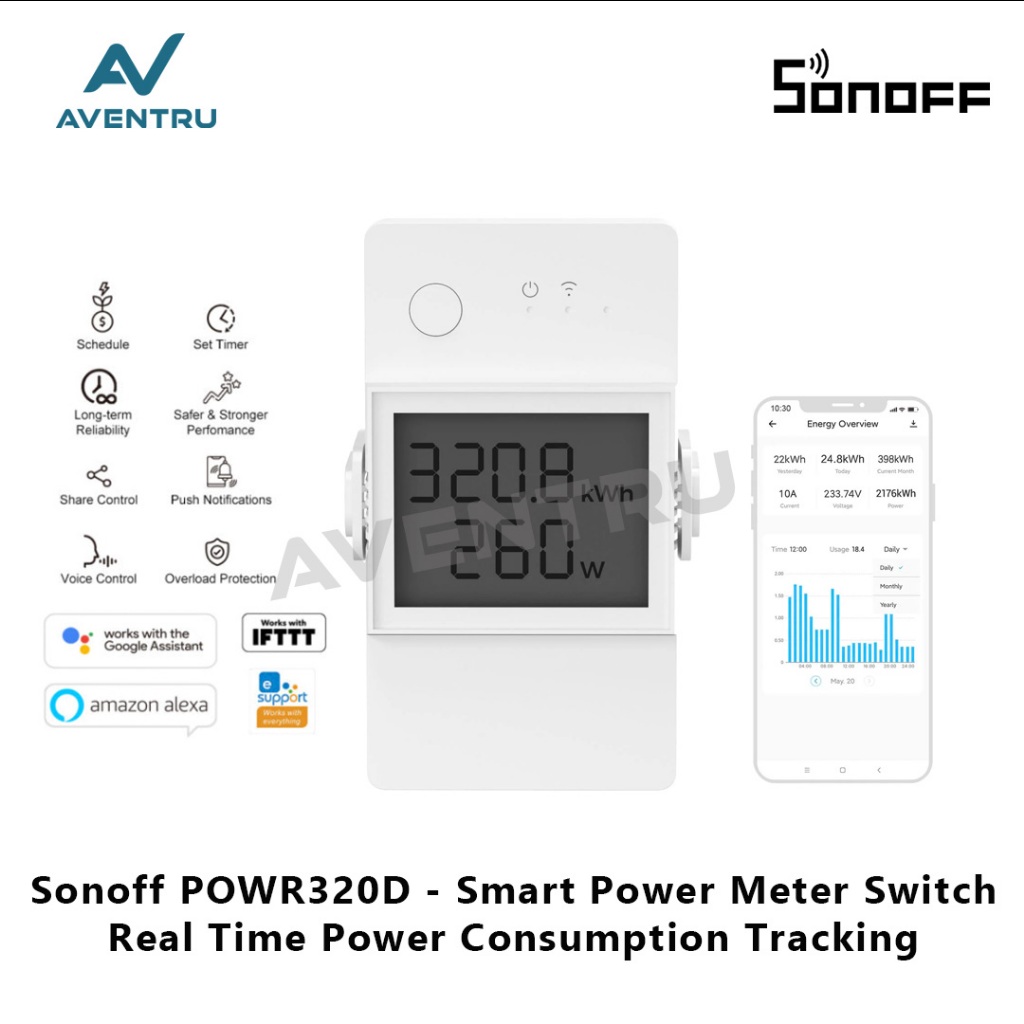 Jual SONOFF POW Elite 20A Smart Home Watt Power Monitor Meter POWR320D ...