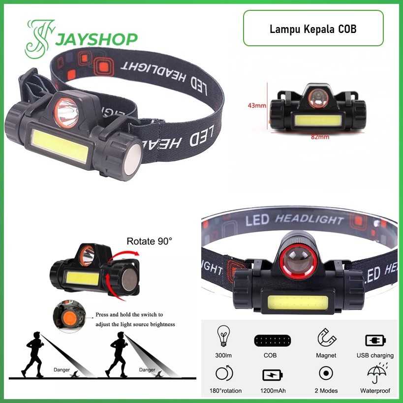 Jual Senter Kepala COB Lampu LED Headlamp Emergency Senter Super Terang Rechargeable | Shopee ...