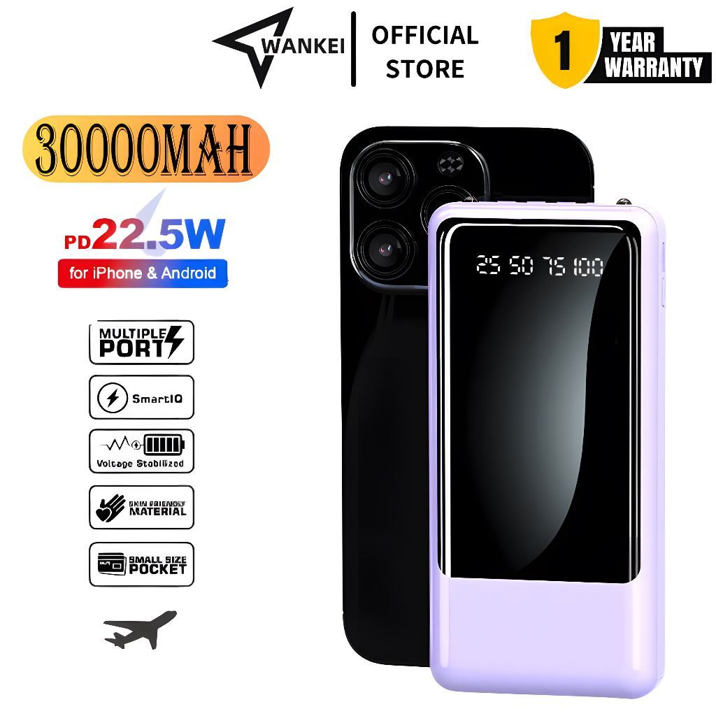 Jual WANKEI Powerbank 30000 mAh Mini with Fast Charging LUOMA | Shopee ...