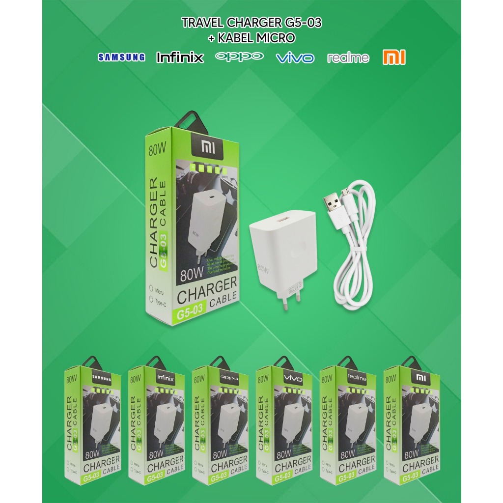 Jual CHARGER G5-03 80 WATT OPPO COLOKAN MICRO | Shopee Indonesia