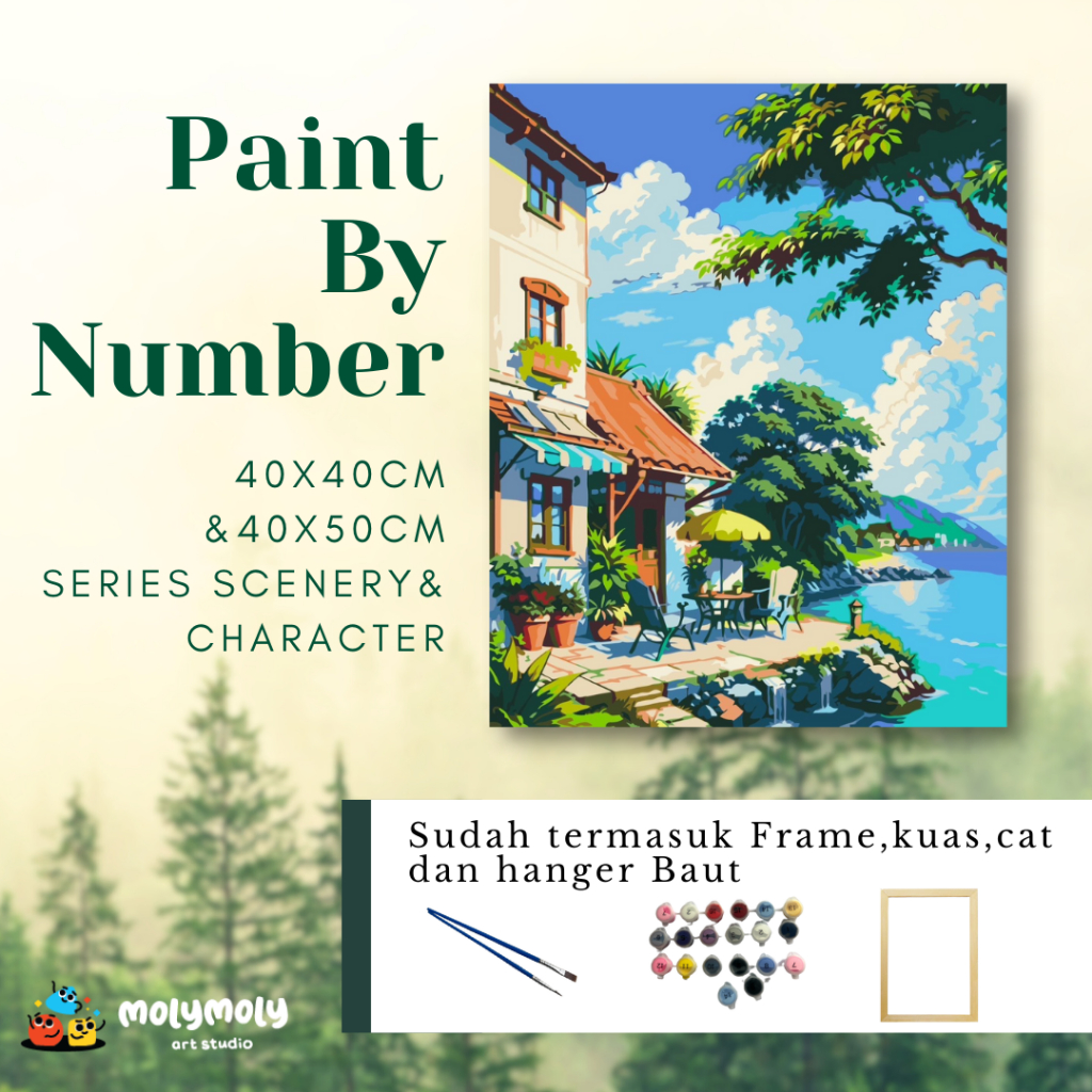 Jual (Series pemandangan dan karakter) DIY Paint by Number Big Size ...