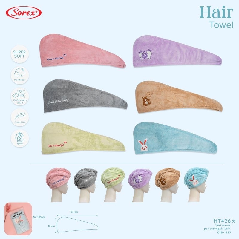 Jual Sorex Hair Towel HT 426 Handuk pengering rambut 65x26 cm | Shopee ...